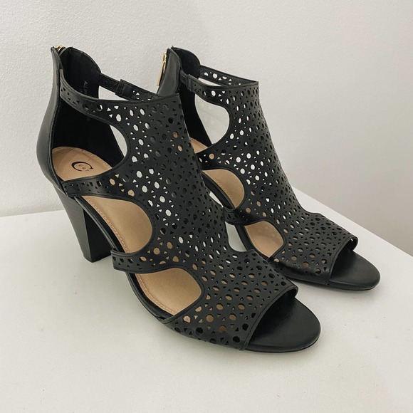 Shoes | Black Cut Out Open Toe High Heel Sandals | Poshmark